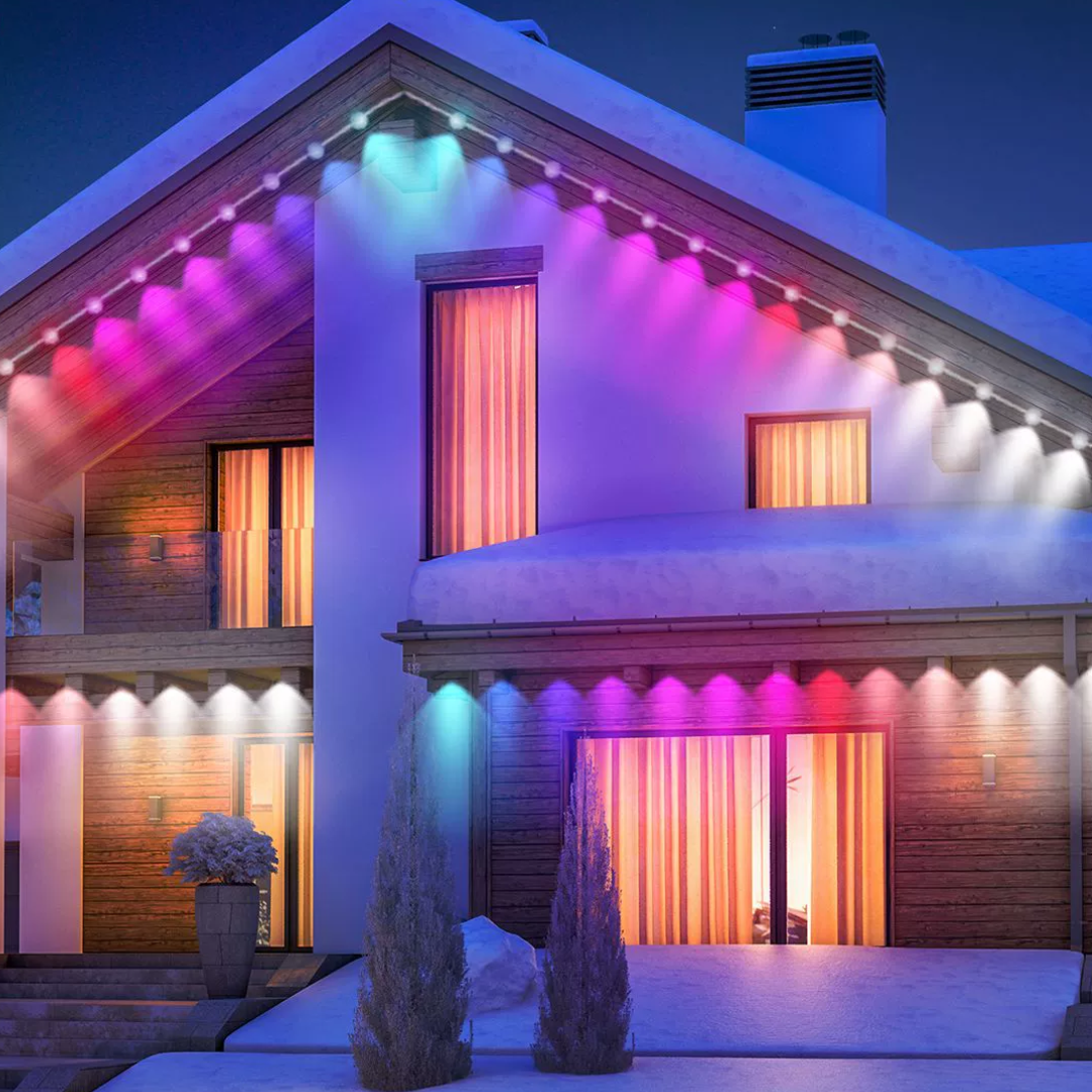 Permanent Smart Outdoor Multicolor LED Lights - 100 FT - 72 Lights ...